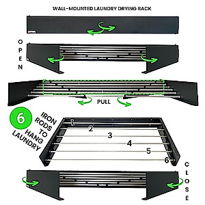 LEBENSART Laundry Drying Rack, Stainless Steel Collapsible Wall Mounted Space Saving Clothes Drying Rack, Indoor and Outdoor Foldable Drying Rack, 60lbs-20 Ft Drying Capacity, 40" (Anthracite Gray)