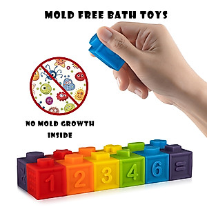 Ganowo 12PCS Mini Soft Stacking Blocks Toys, Educational Squeeze Teeth Baby Toys with Numbers Animals for 6 Months Up Baby Building Blocks Christmas Stocking Stuffers for Baby Toddlers Gifts