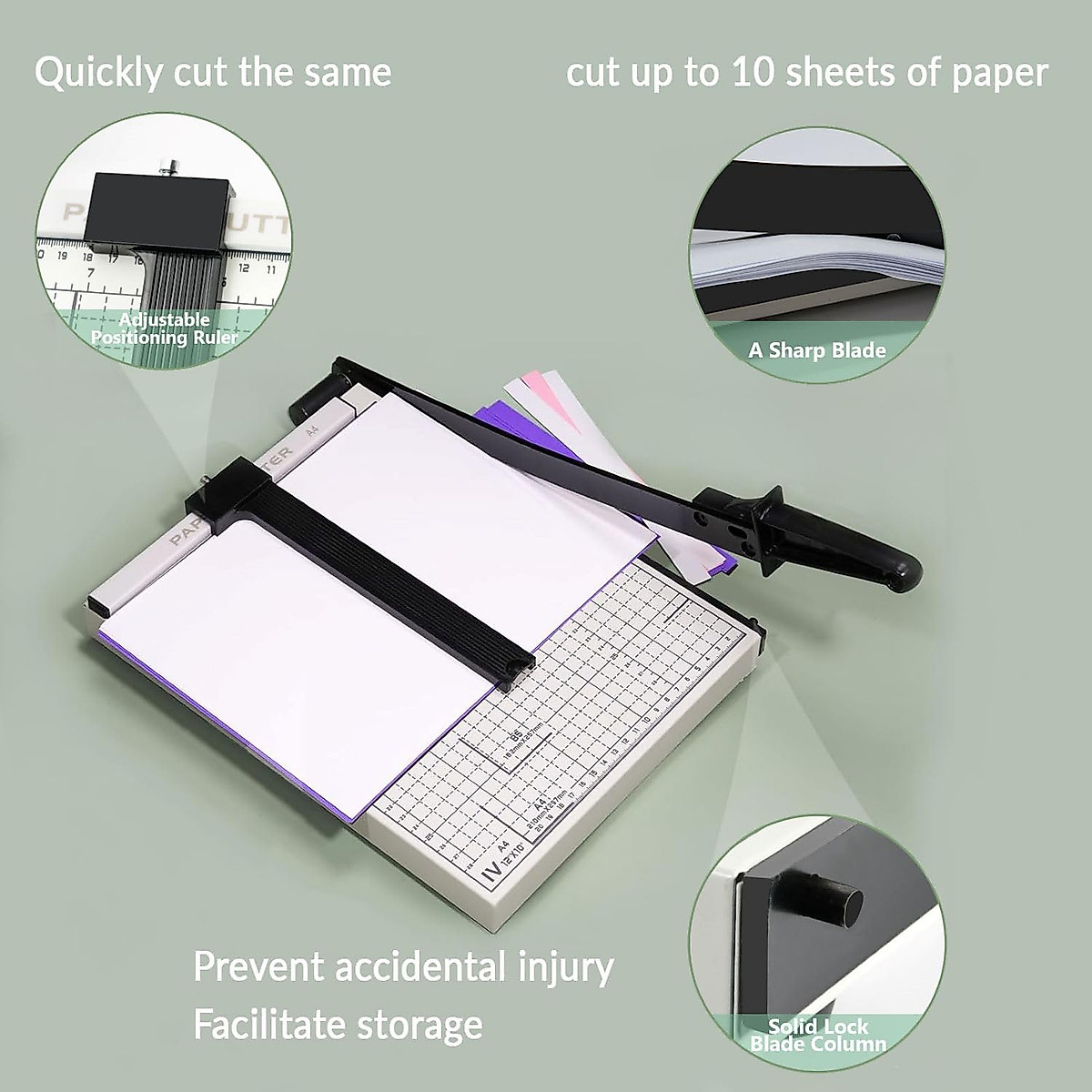 Optomni 12-Inch Paper Cutter, Heavy Duty Guillotine Paper Cutter with 10 Sheet Capacity, Ideal Paper Trimmer for Classroom, Cardstock, Art Projects, and Office Use