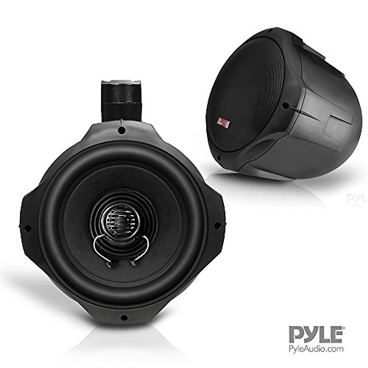 6.5 Inch Dual Marine Speakers - 2 Way IP44 Audio Stereo Sound System with 200 Watt Power - 1 Pair & Marine Bluetooth Stereo Radio - 12v Single DIN Style Boat in Dash Radio Receiver System