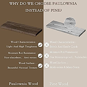 Floating Shelves with Storage Basket, Bathroom Shelves Over Toilet Paper Holder Storage Shelves, Wall Mounted Rustic Wood Shelves for Bathroom, Bedroom, Living Room, Kitchen(Brown, Set of 4)