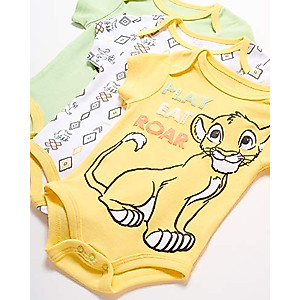 Disney Baby Boys 6 Pack Bodysuit -Mickey Mouse & Friends, Lion King, Winnie the Pooh Bear (Newborn/Infant), Size 6-9 Months, Lion King