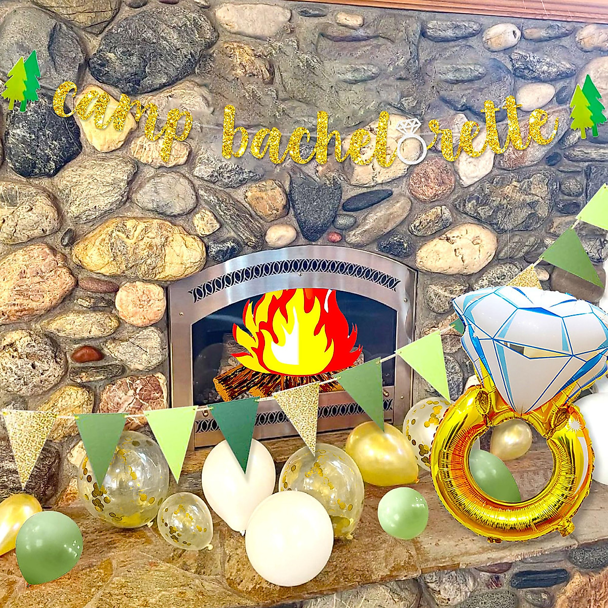 23 PCS Camp Bachelorette Decorations Balloons Banner Camping Bachelorette Banner for Mountain Camp Bachelorette Bridal Shower Wedding Engagement