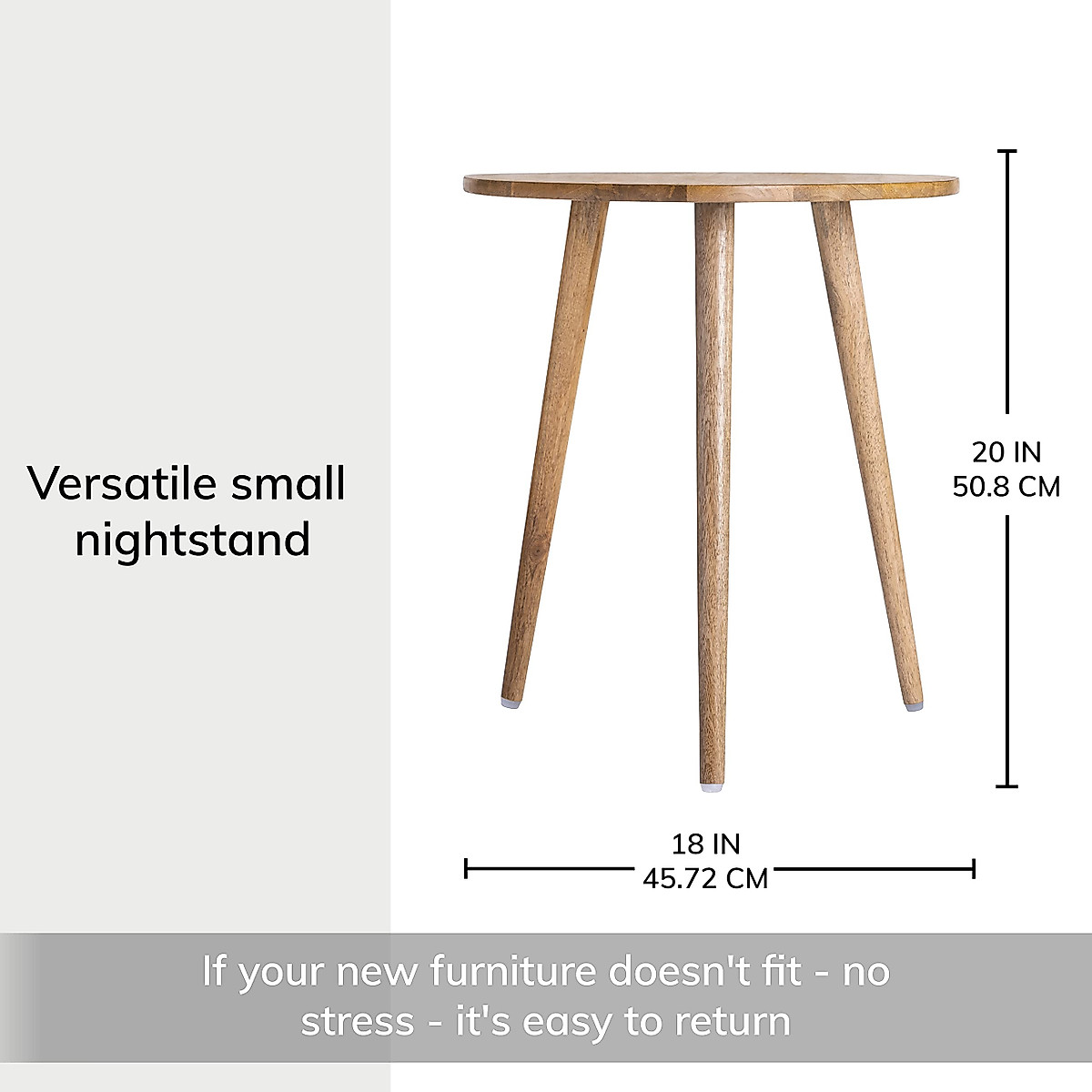 MH London Bond Wooden Triangle End Table - Exclusively Designed Modern Small Side Table. Hand Crafted - Wooden Side Table - Contemporary Design for Small End Tables for Bedroom and Living Room