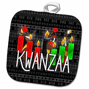 3D Rose Kwanzaa African American Dancers and Kinara Candles Pot Holder, 8 x 8