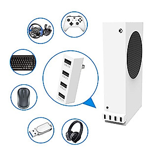 4 Ports USB Hub 2.0 for Xbox Series S, High Speed USB Hub Splitter Expansion Adapter Compatible with Xbox Series S Console