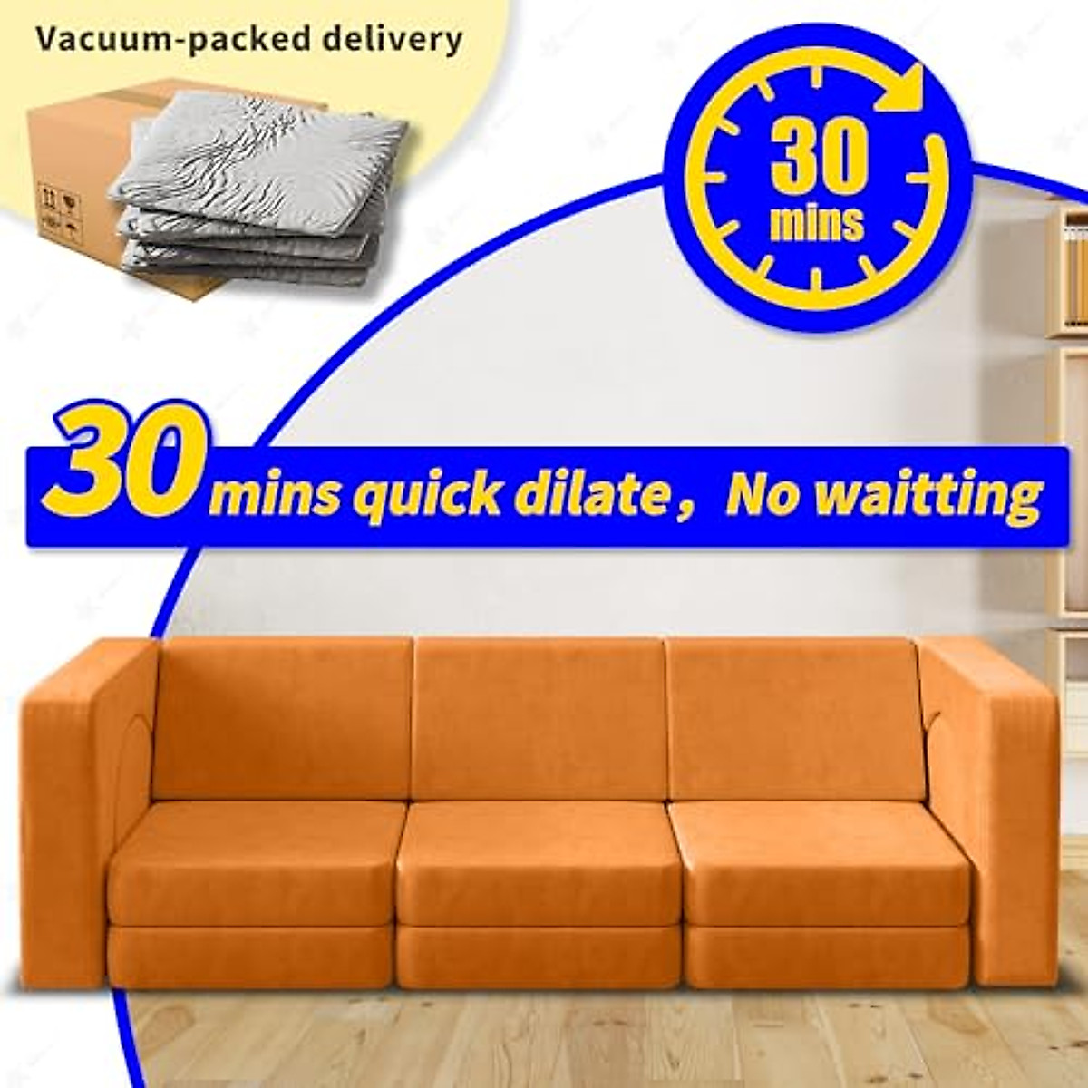 wanan Kids Couch 12PCS, Modular Kids Play Couch for Playroom Bedroom, 12 in 1 Multifunctional Kids Sofa for Playing, Creativing, Sleeping, Indoor Toddler Couch for Boys and Girls (Light Brown)