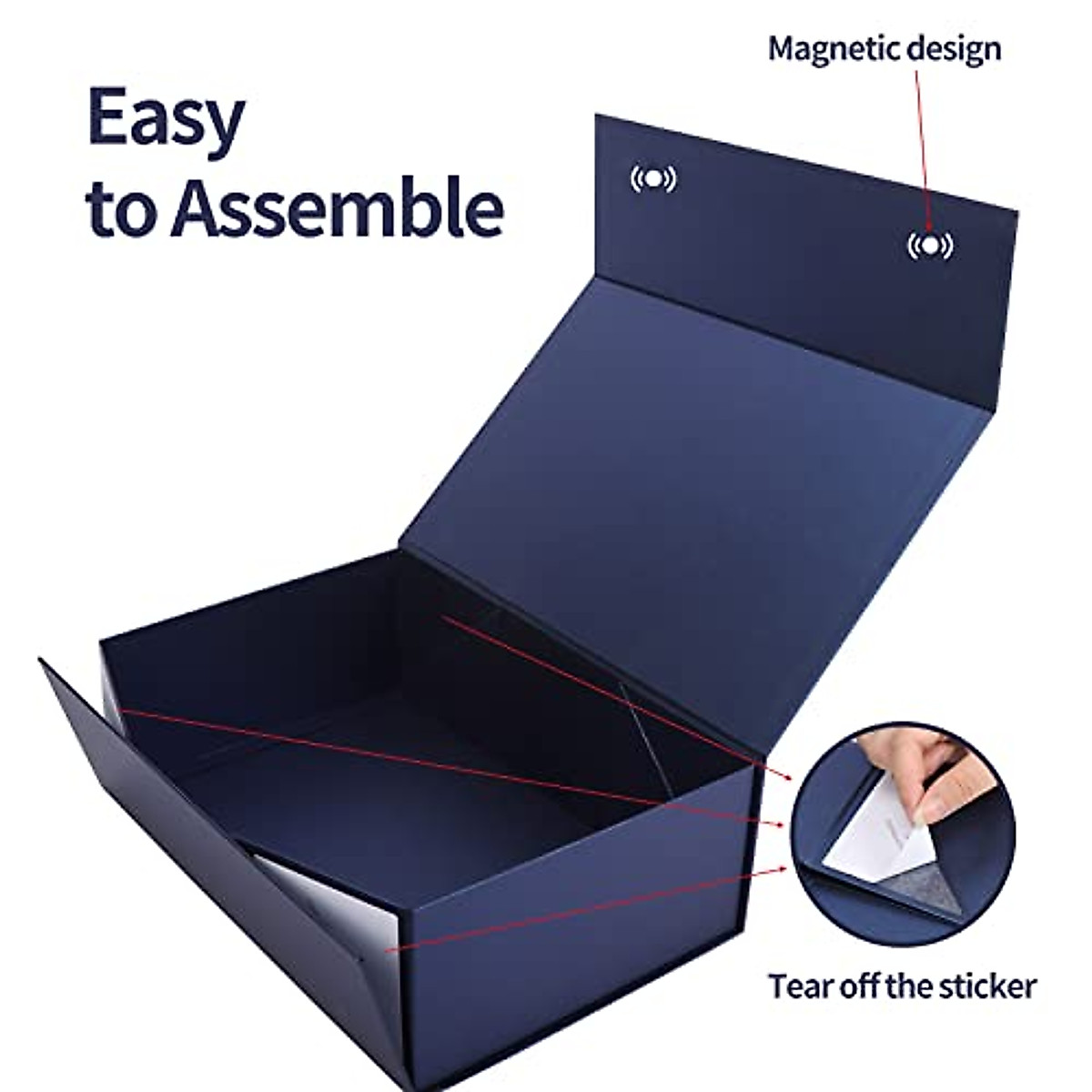 Giftgarden 4 Pack 12”x8”x4” Blue Gift Boxes with Magnetic Lids, Large Collapsible Gift Wrap Box Magnet Clourse for Presents, Mothers Day, Birthday, Wedding, Bridesmaid Groomsman Proposal Box