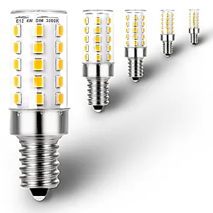 Ziomitus Dimmable E12 C7 Candelabra Led Light Bulbs 4W, Kx-2000 25W-40 Watt Halogen Equivalent, 3000k Warm White T6 Small Base 120V E12 Led Bulbs for Ceiling Fan Light Salt Lamp,450 lm(5Pack)