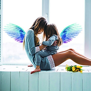 Glowing Angel Wings Wall Decals, Peel and Stick Wings Vinyl Wall Stickers Home Wall Decor Removable Decals for Girls Bedroom Kids Room Nursery, Wing Wall Art Home Decorations Party Supplies