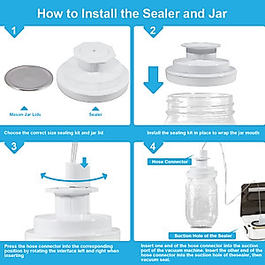 Mason Jar Vacuum Sealer Kit for FoodSaver - Food Saver Jar Sealer Attachment,Food Storage with Accessory Hose for Regular and Wide Mouth Mason Jars