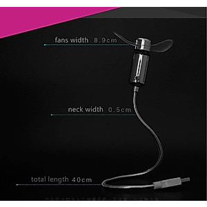 'Kbinter USB LED Clock Fan 90mm USB-Powered Portable Mobile USB Fan with Clock, LED Light Display Time, Mini Gooseneck Fan for Laptop Office Home Travel