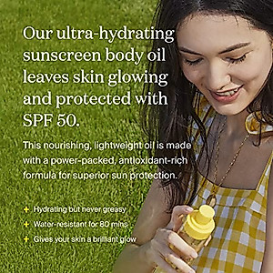 Supergoop! Glow Oil SPF 50, 5 fl oz - Hydrating, Reef-Safe Vitamin E Body Oil with Broad Spectrum Sunscreen Protection - Nourishing Body Oil with Marigold, Meadowfoam & Grape Seed Extracts