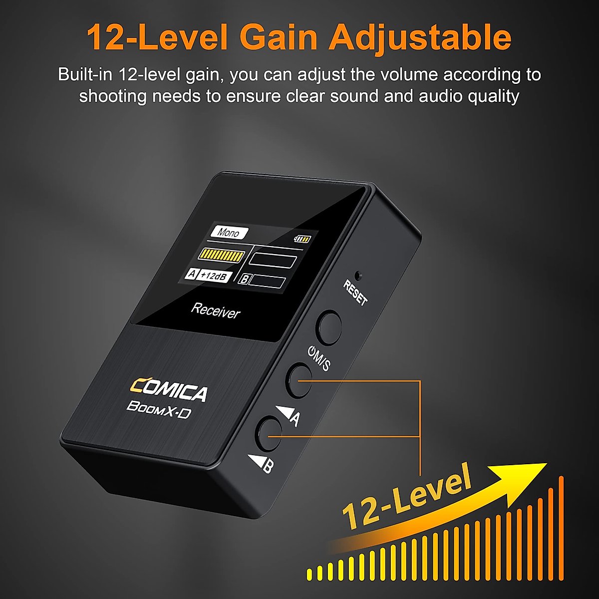 comica BoomX-D1 - Wireless Microphone System for Cameras, Camcorders, Smartphones, Laptops, Compact Wireless Lavalier Lapel Microphone with Noise Reduction, Low Latency, Monitoring, Muting