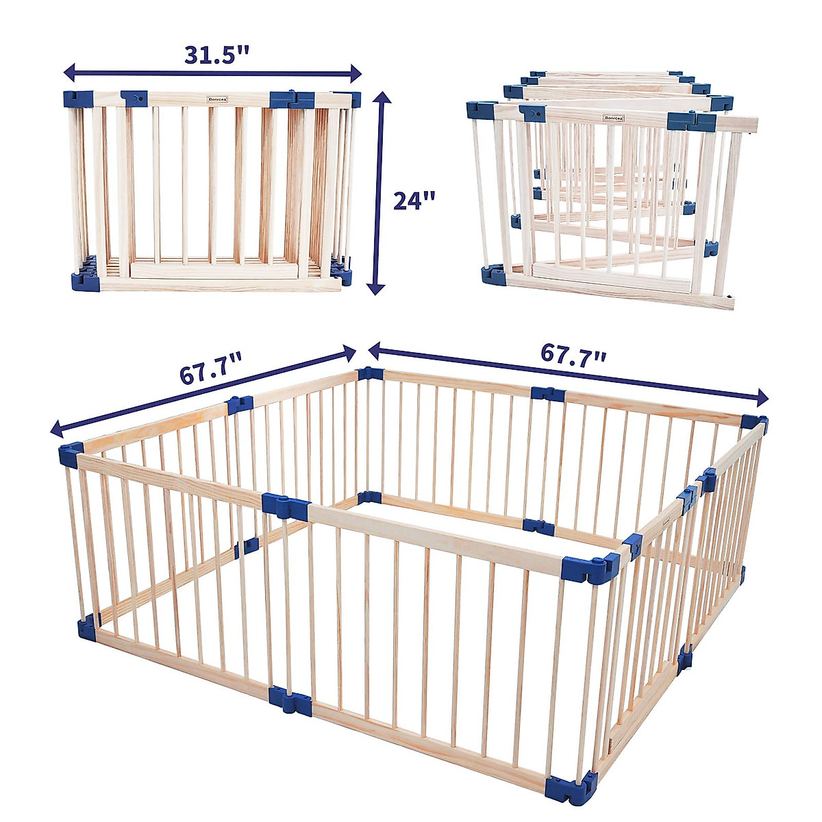 Baby Playpen Foldable Playpen for Babies and Toddlers Solid Wood Baby Gate Playpen Wooden Baby Play Pens Baby Fence Play Area