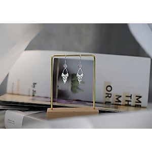 White gold plated 925 Sterling Silver Bohemia Chandelier Filigree Dangle &Drop Earrings for women 1.9Inches long