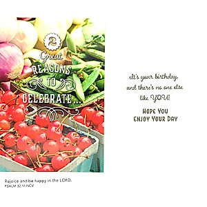 DaySpring - Happy Birthday - Farmers Market - 4 Design Assortment with Scripture - 12 Boxed Birthday Cards & Envelopes, NCV (J0382)