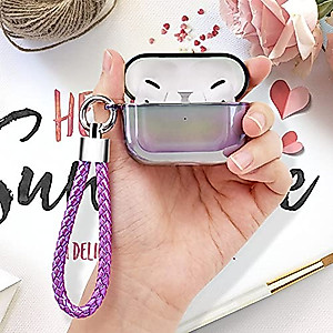 AIRSPO AirPods Pro (1st Generation) Case Cover Clear Lasher Hard PC Protective Case Colorful AirPod Pro Cover Skin Compatible with Apple AirPods Pro 1st Generation with Keychain (Glittery Purple)