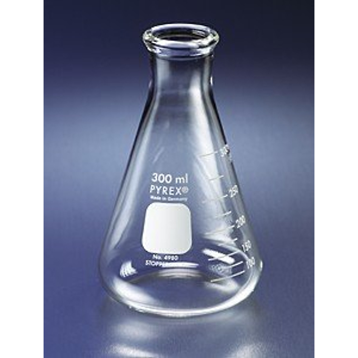 Corning 4980-4L Pyrex Narrow Mouth Erlenmeyer Flask with Heavy-Duty Rim, Graduated, 4000mL Capacity