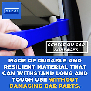 Tresalto Auto Trim Removal Tool Kit - 5pcs (No Scratch Plastic Pry Kit), Door Panel Removal Tool, Car Clips, Push Rivets, Molding, Dashboards, Interior Trim Tools, Blue