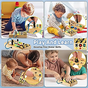 Sumsoltic Busy Board with LED Light,Montessori Toys for 1 2 3 Year Old,Baby Sensory Toy,Preschool Learning Activities,Toddler Toys,Christmas&Birthday Gift for Toddler Boy&Girl