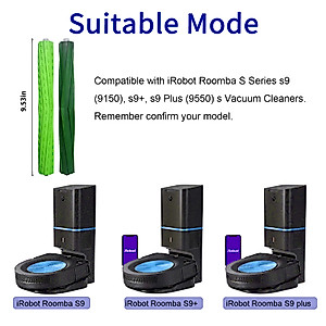 S9 Replacement Brush Parts Compatible with iRobot Roomba S9 (9150) S9+S9 Plus (9550) S Series Vacuum Cleaner, 3 Set Vacuum Cleaner Rubber Roller Brushes