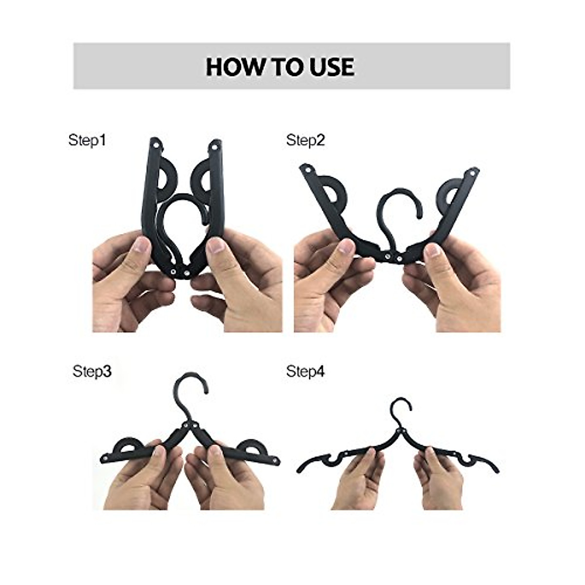 24 Pcs Travel Hangers - Portable Folding Clothes Hangers Travel Accessories Foldable Clothes Drying Rack for Trave (Black)
