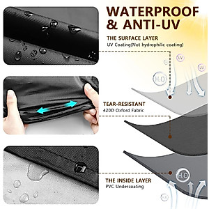 Patio Furniture Covers,Large Outdoor Furniture Cover,112x110x28in/285x280x70cm/LxWxH Outdoor Table and Chair Covers for Winter 420d Outdoor Lawn Patio Furniture Covers with Durable Hem Cord -Black