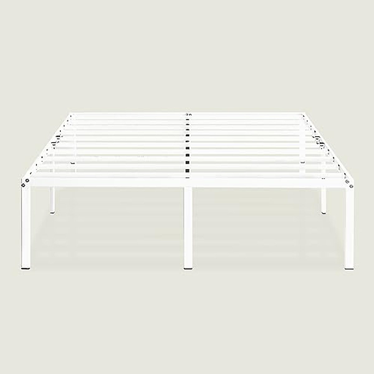 Best Price Mattress 18 Inch Metal Platform Bed Frame, Heavy Duty Steel Slats, White, King