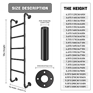KELUNIS Wall Mounted Metal Ladder for Home Loft Basement Window Well Egress Ladder Fire Escape Ladder for Emergency Home Safety Space-Saving Climb Ladders,150CM/59IN