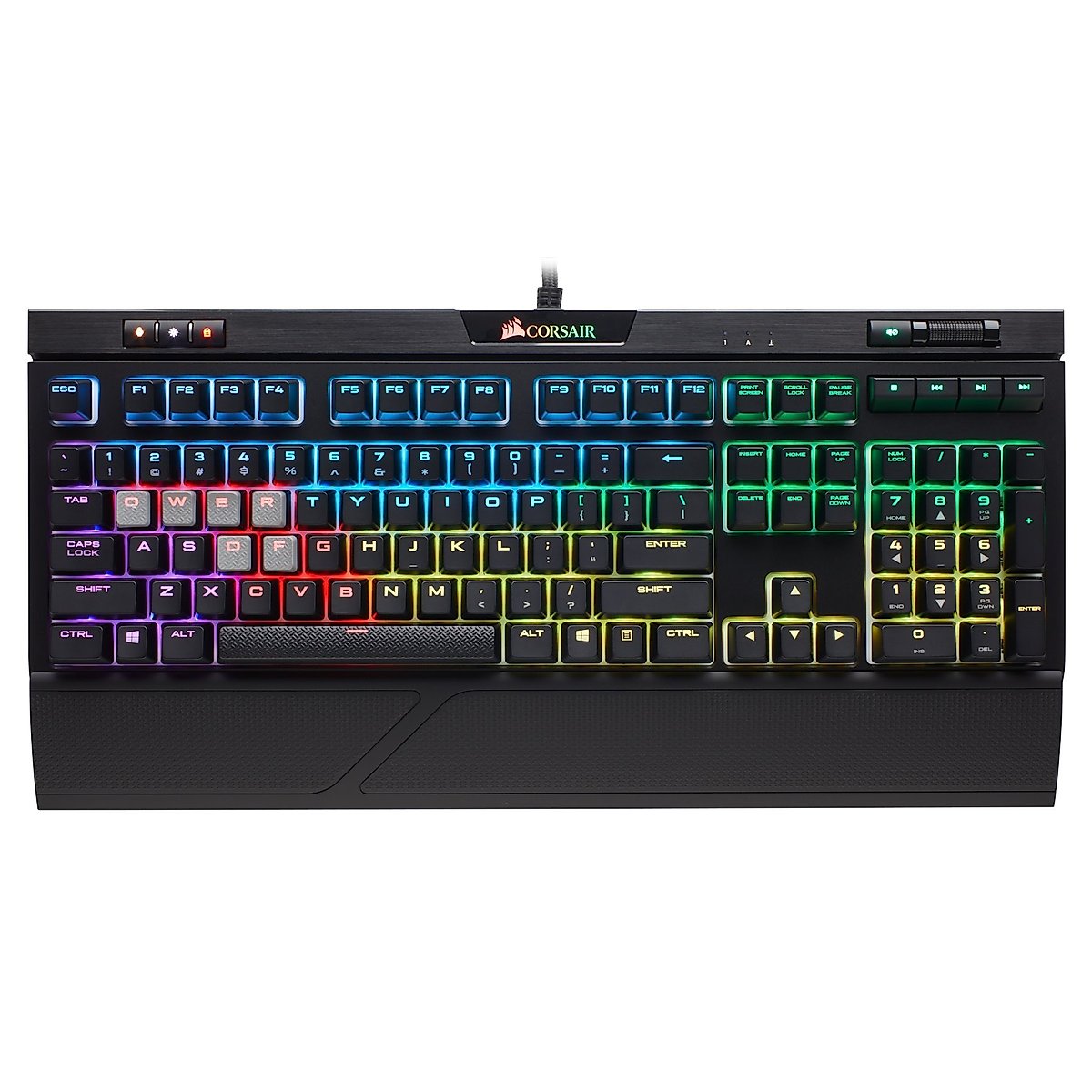 CORSAIR STRAFE RGB MK.2 Mechanical Gaming Keyboard - USB Passthrough - Linear and Quiet - Cherry MX Red Switch - RGB LED Backlit-17.6 x 6.61 x 1.57 inches