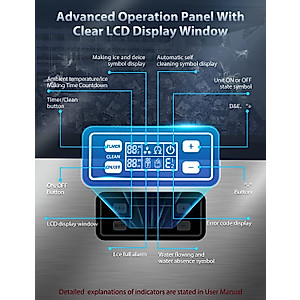 Commercial Ice Maker Machine Self Clean, 200lbs/24H Stainless Steel Ice Machine 105 Cubes/Batch in 11-18 Minutes with 48lbs Ice Storage Bin, Freestanding Ice Maker for Restaurant/Home/Food Truck