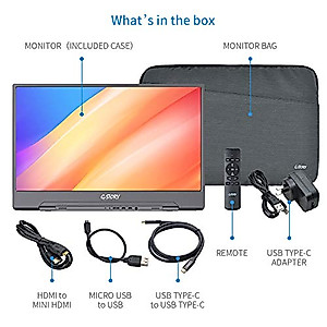 G-STORY 15.6 Inch Portable Touchscreen Monitor Ultrathin FHD 1080P IPS Portable Gaming Monitor for Laptop PC Mac Phone PS4 PS5 XB Series Direct-Connected HDR FreeSync USB C VESA Mount