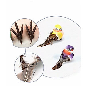 12Pcs Artificial Feather Birds Simulation Foam Birds with Claw Birds Ornaments DIY Craft for Home Garden Wedding Decoration Party Supplies