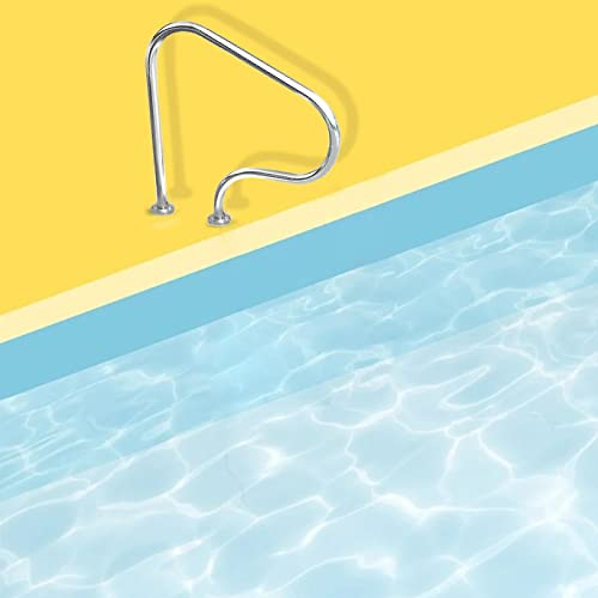 Antourlamm Pool Railing 31.5" X 31.5" Swimming Pool Handrail, 304 Stainless Steel, 3-Bend Pool Stair Rail Garden Backyard Water Parks, with Complete Mounting Accessories