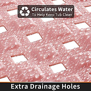 Yimobra Original Bathtub Mat Non Slip, Bath Mats for Tub, Shower Mat with Drain Holes Suction Cups, Machine Washable, BPA, Latex, Phthalate Free (Pink, 27.5 X 15.5 Inch)