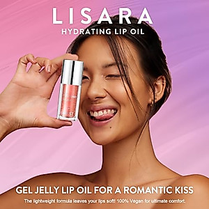 Lisara Hydrating Lip Glow Oil, Moisturizing Lip Oil Gloss, Non-Sticky & Long Lasting Lip Oil Tinted, Big Brush Head Clear Plumping Lip Gloss, Tinted Lip Balm for Lip Care and Dry Lips-Coral Pink