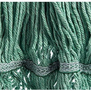 SPARTA Flo-Pac Cotton Mop Head, Loop-Ended, Wide Band with Green Band for Organized Cleaning, Medium, Green