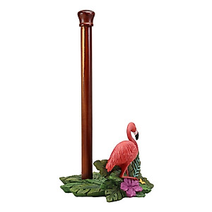 Ebros Gift Tropical Birds of Paradise Graceful Pink Flamingo Kitchen Dining Paper Towel Holder Dispenser 15" High Home Accent Western Decorative Figurine Dinner Table or Bar or Countertop Centerpiece