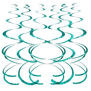 Teal Swirl Hanging Decorations Birthday Ceiling Hangings Decorations Baby Shower Wedding Bridal Shower Party Swirl Decorations, 28pc