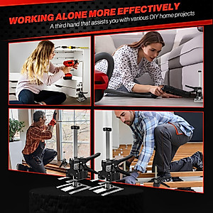 Juprodis 2 Pack Labor Saving Arm Jack, 220 LB Heavy Duty Furniture Lifter, 6.5 Inch Adjustable Height Drywall Lift, Utility Cabinet Jacks for Installing Cabinets, Doors, DYI Home Improvement, Black