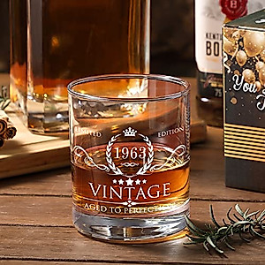AOZITA 60th Birthday Gifts for Men - 60th Birthday Decorations for Men, Party Supplies - 60th Anniversary, Bday Gifts Ideas for Him, Dad, Husband, Friends - 11oz Whiskey Glass