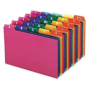 1InTheOffice Index Card Box 4x6, Index Card Storage Box 4 x 6 inches Index Card Holder 4x6 400 Capacity & Index Card Guide Set, A-Z, 1/5 Tab