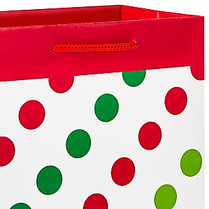 Image Arts 8" Medium Christmas Gift Bags, Polka Dots (Bulk Pack of 8 Holiday Bags for Classrooms, Party Favors, Gift Exchanges)