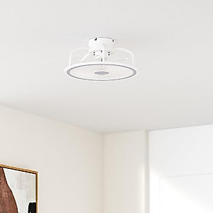 JTfany Ceiling Fans with Lights and Remote 18 Inch Flush Mount Ceiling Fan with Remote Dimmable 3 Speeds Low Profile Ceiling Fan RGB Bladeless Ceiling Fan Quiet Ceiling Fans for Bedroom Kidsroom