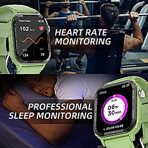 WalkerFit M2 Pro Smart Watch for Men, Fitness Tracker Watch Heart Rate Monitor, Step Tracker, Fitness Watch Smartwatch for Android for iPhone Compatible, Waterproof Reloj Inteligente para Hombre,Green