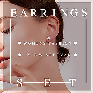 SAILIMUE 84 Pairs Assorted Multiple Stud Earrings Hoop Set Dangle Cute Hypoallergenic CZ Bow Butterfly Flower Leaf Ball Simple Drop Earrings Stud for Women Pack