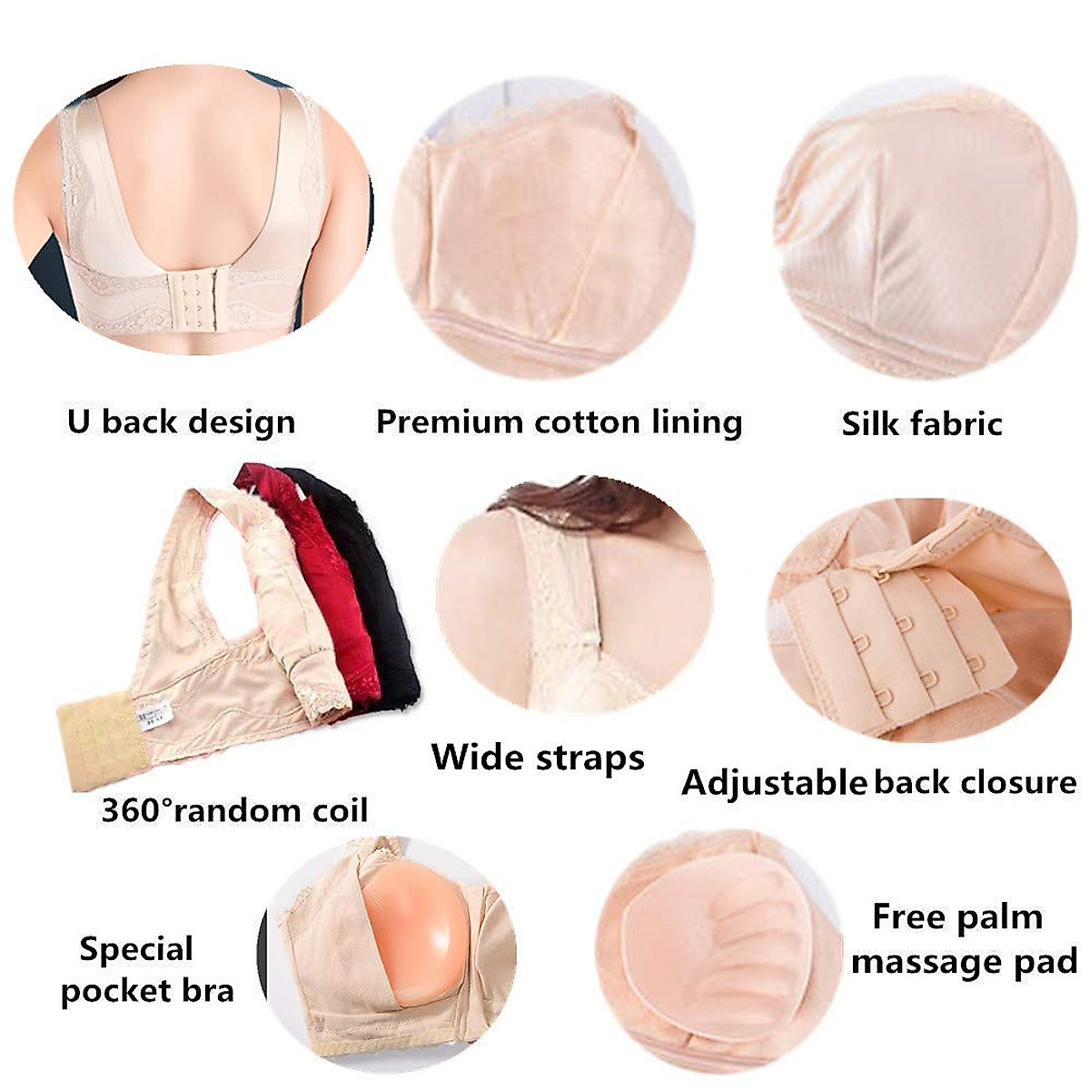 KAHIOE Pocket Bra with Lighe Silicone Breast Fake Froms Mastectomy Bra Cancer Fill Artificial Boobs Light Beige
