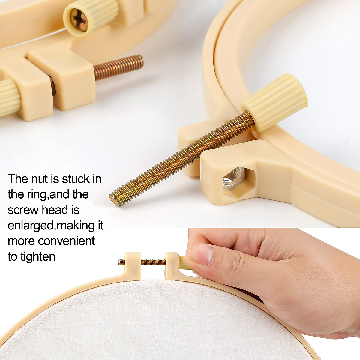 6 Pcs Embroidery Hoop 6 Size, Round Plastic Cross Stitch Hoop with 16 Needles (3.6In to 10.7 in), Small Embroidery Hoop, Cross Stitch Hoops and Frames, Suitable for Embroidery, Craft Sewing