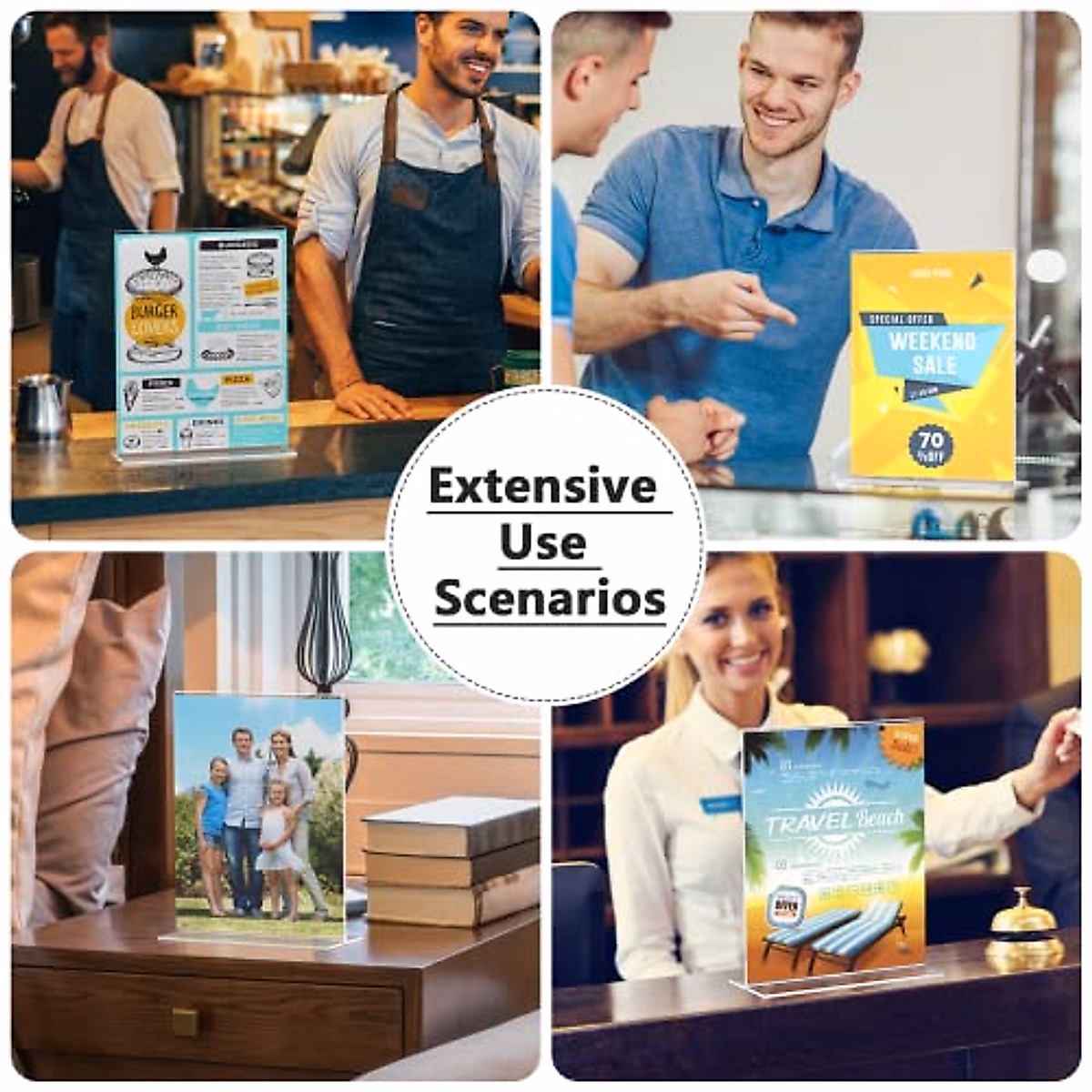 MaxGear 8.5 x 11 Acrylic Sign Holder 6 Pack, Clear Table Paper Display Stand Double Sided Menu Flyer Holder Vertical Picture Frame Plastic Plexi Sign Holders for Office, Store, Restaurants, Hotels